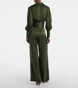 Zimmermann Silk Satin Wrap Top - Green