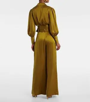 Zimmermann Silk Satin Wrap Top - Green