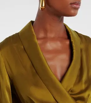 Zimmermann Silk Satin Wrap Top - Green