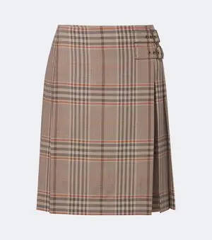 Burberry Check Wool Miniskirt - Beige