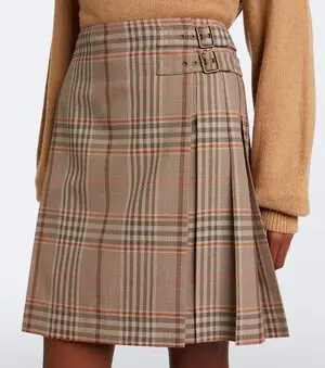 Burberry Check Wool Miniskirt - Beige
