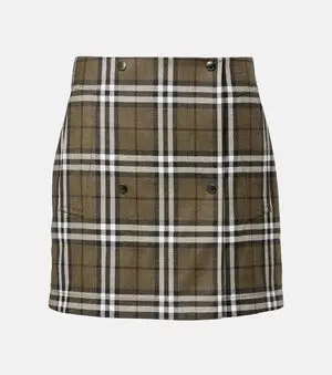Burberry Check Wool Miniskirt