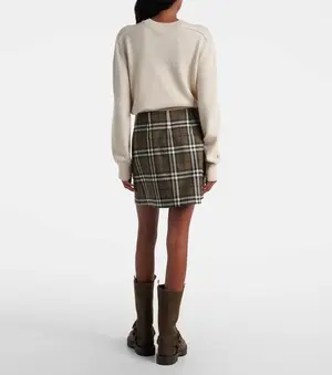 Burberry Check Wool Miniskirt