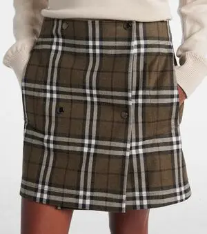 Burberry Check Wool Miniskirt