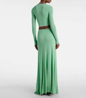 Rabanne Cutout Embellished Crop Top - Green