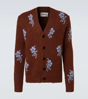 JIL SANDER Intarsia Alpaca And Wool-blend Cardigan