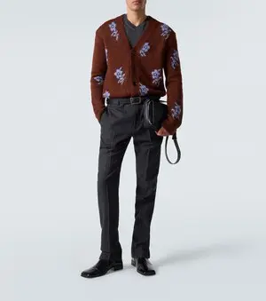 JIL SANDER Intarsia Alpaca And Wool-blend Cardigan