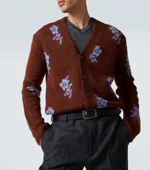 JIL SANDER Intarsia Alpaca And Wool-blend Cardigan