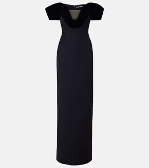 David Koma Off-shoulder Wool-blend Bustier Gown