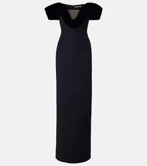 David Koma Off-shoulder Wool-blend Bustier Gown - Blue