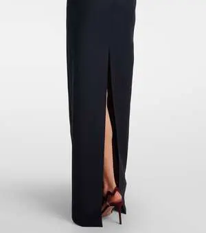 David Koma Off-shoulder Wool-blend Bustier Gown - Blue