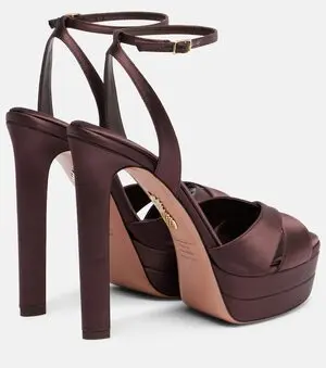 AQUAZZURA Divine 130 Satin Platform Sandals - Brown