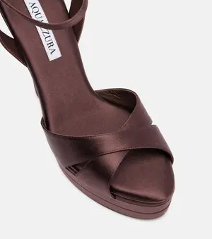 AQUAZZURA Divine 130 Satin Platform Sandals - Brown