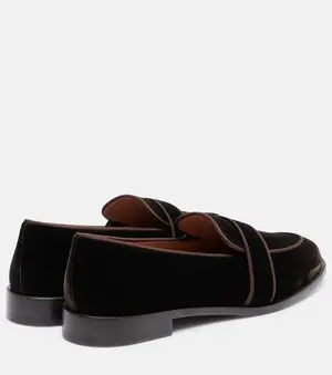 AQUAZZURA Martin Velvet Loafers - Brown
