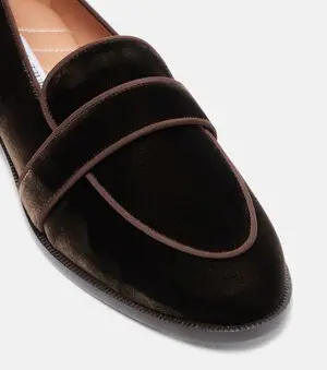 AQUAZZURA Martin Velvet Loafers - Brown