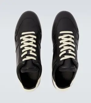 Rick Owens Minimal Leather Sneakers - Black