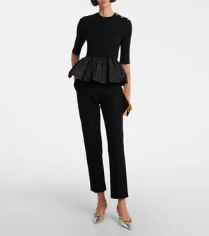 PATOU Ribbed-knit Peplum Wool Top