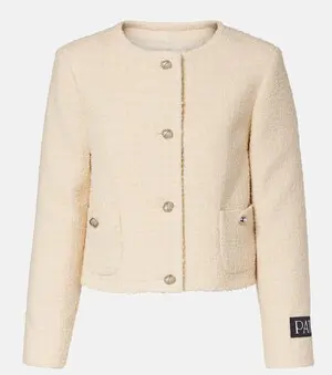 PATOU Logo Wool-blend Bouclé Jacket - Yellow