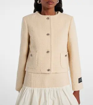 PATOU Logo Wool-blend Bouclé Jacket - Yellow