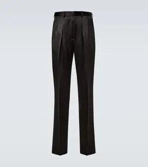 TOM FORD Jacquard Polka-dot Satin Suit Pants - Black