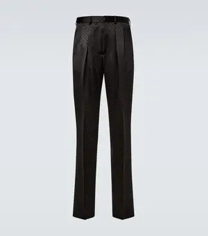 TOM FORD Jacquard Polka-dot Satin Suit Pants - Black
