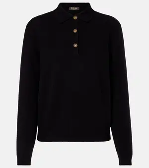Loro Piana Classic Cashmere Polo Sweater - Black
