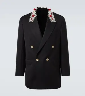 Simone Rocha Embellished Double-breasted Blazer - Black