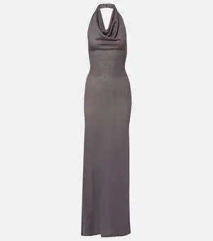 AYA MUSE Reed Halterneck Maxi Dress - Grey
