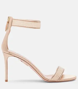 AQUAZZURA Shimmer 85 Embellished Satin Sandals