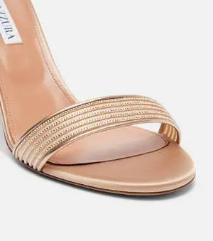 AQUAZZURA Shimmer 85 Embellished Satin Sandals