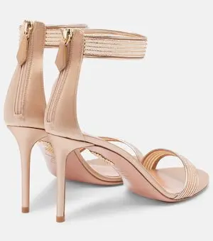 AQUAZZURA Shimmer 85 Embellished Satin Sandals