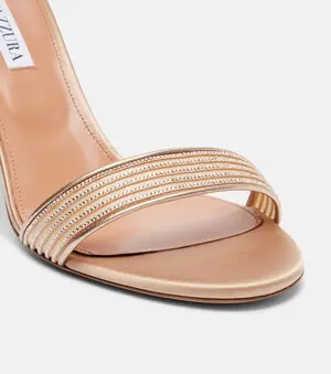 AQUAZZURA Shimmer 85 Embellished Satin Sandals