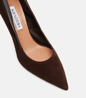 AQUAZZURA Guanto 85 Leather-trimmed Suede Pumps - Brown