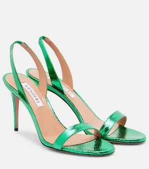 AQUAZZURA So Nude 85 Snake-effect Leather Sandals - Green