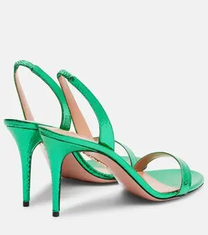 AQUAZZURA So Nude 85 Snake-effect Leather Sandals - Green