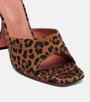 Amina Muaddi Lupita Leopard-print 95 Suede Mules - Brown