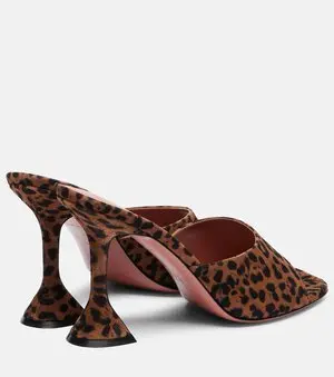 Amina Muaddi Lupita Leopard-print 95 Suede Mules