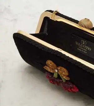 Valentino Garavani Carry Secrets Embellished Velvet Clutch