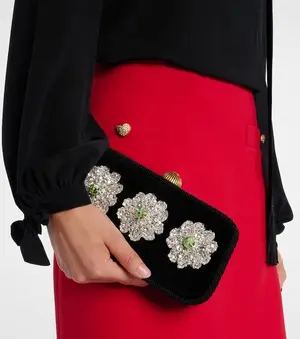 Valentino Garavani Carry Secrets Embellished Velvet Clutch
