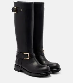 Dolce & Gabbana Leather Biker Boots - Black