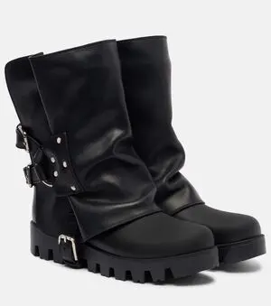 Dolce & Gabbana Leather Biker Boots - Black