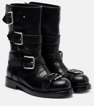 Dolce & Gabbana Leather Biker Boots - Black