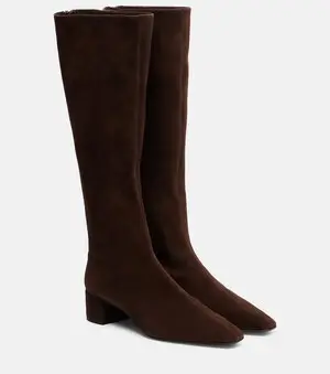 AQUAZZURA Saint Honore 35 Suede Knee-high Boots - Brown