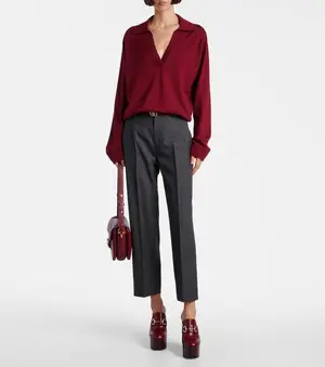 Gucci V-neck Wool Sweater - Burgundy