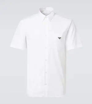 Prada Logo Cotton Poplin Bowling Shirt