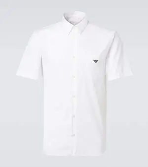 Prada Logo Cotton Poplin Bowling Shirt - White