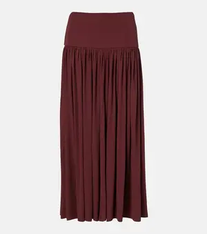 AYA MUSE Gathered Maxi Skirt - Burgundy