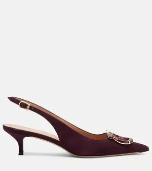 FERRAGAMO Sara 40 Gancini Suede Slingback Pumps