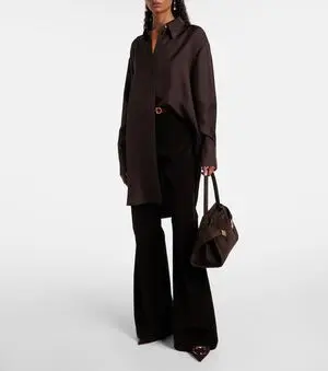 FERRAGAMO Sara 40 Gancini Suede Slingback Pumps - Burgundy