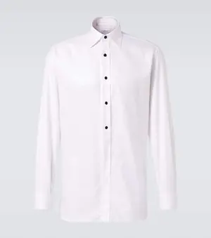 Brioni Cotton Poplin Tuxedo Shirt - White